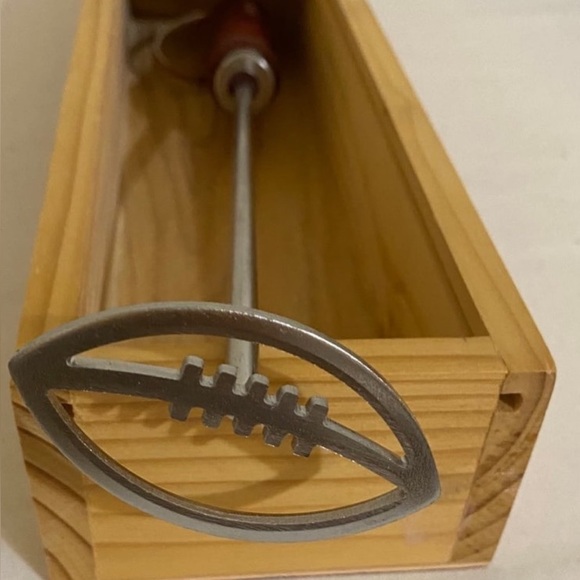 coushatta | Kitchen | Football Bbq Meat Branding Iron In Wood Box ...